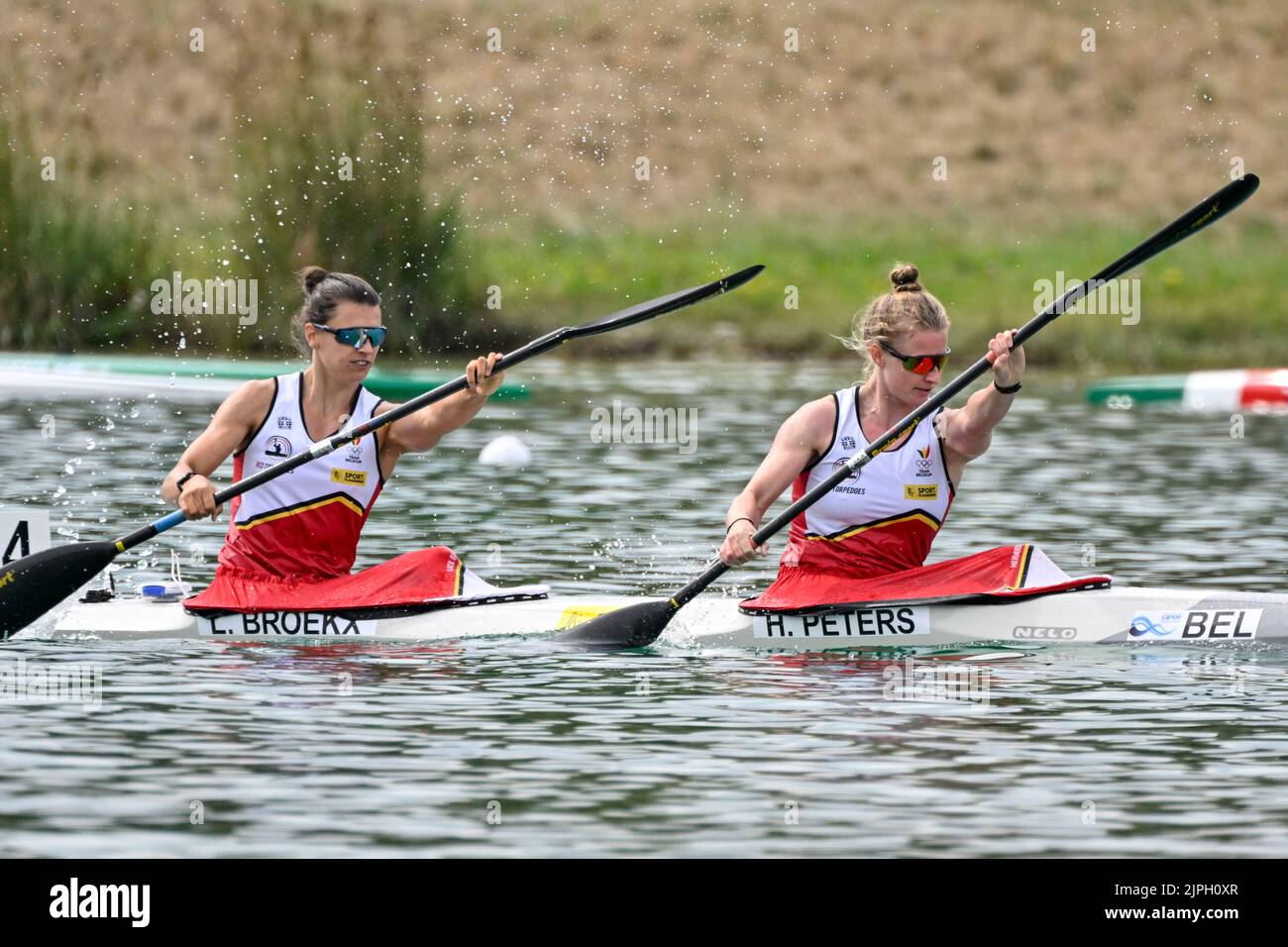 Kayaker Lize Broekx and athlete Hermien Peters pictured in action ...