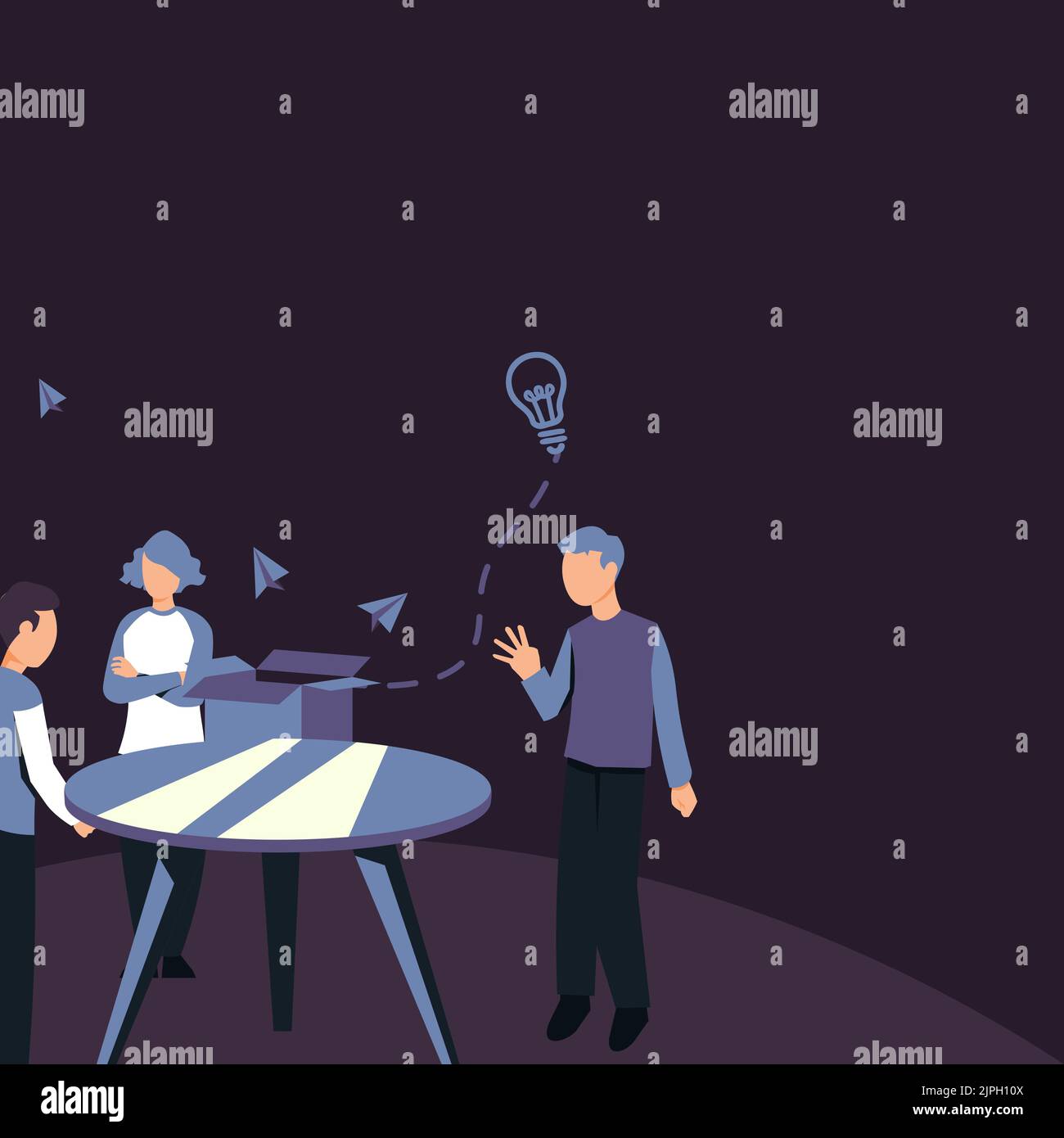 Colleagues Thinking New Innovative Ideas Around Table. Three People ...