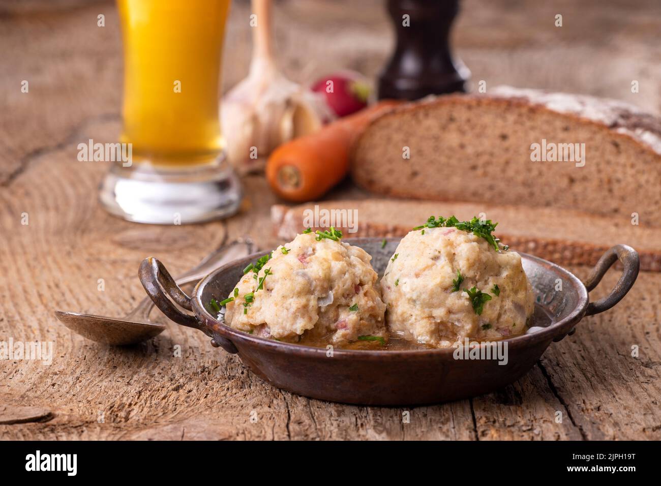 bacon dumplings, bacon dumpling soup Stock Photo - Alamy