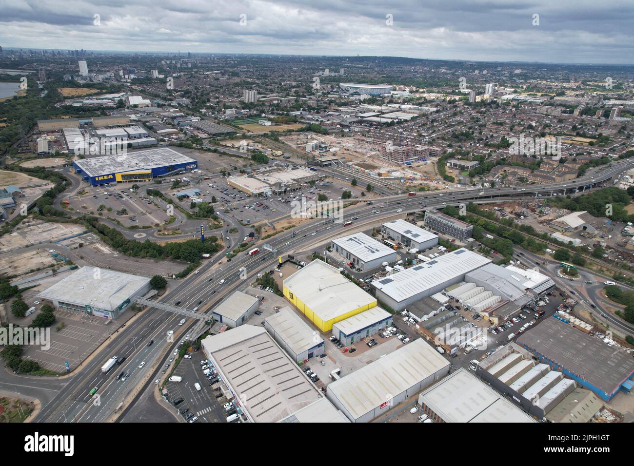 North circular road, traffic , north London aerial view UK Stock Photo ...