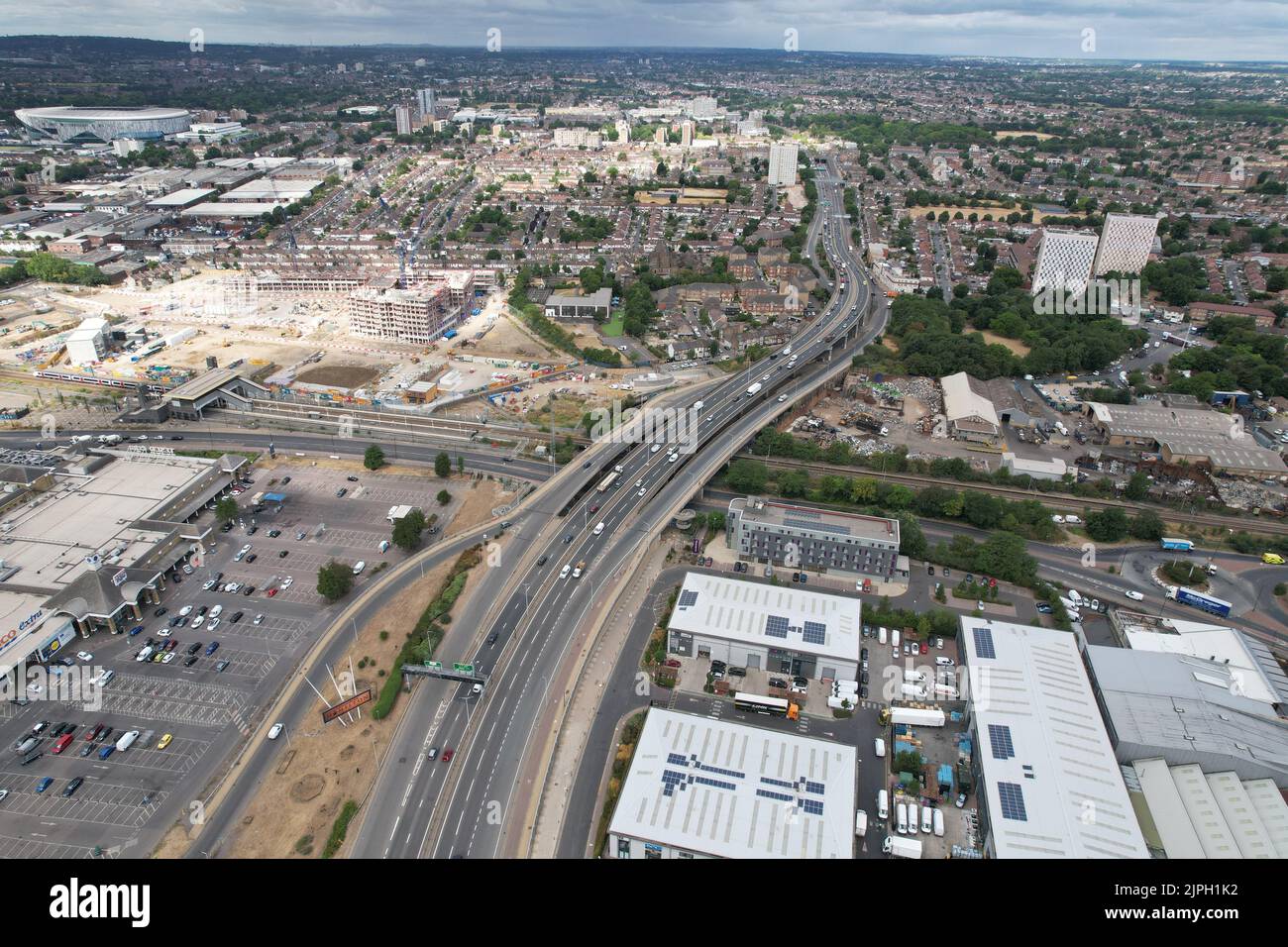 North Circular road A406 Edmonton, Chingford London UK drone aerial ...