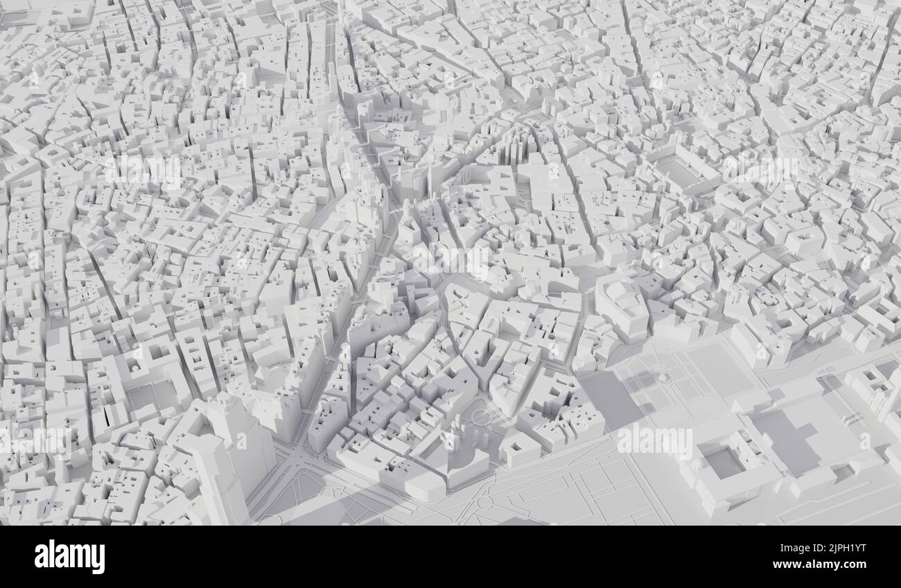 Madrid, Spain city map aerial view. minimal design. 3D Rendering Stock Photo - Alamy