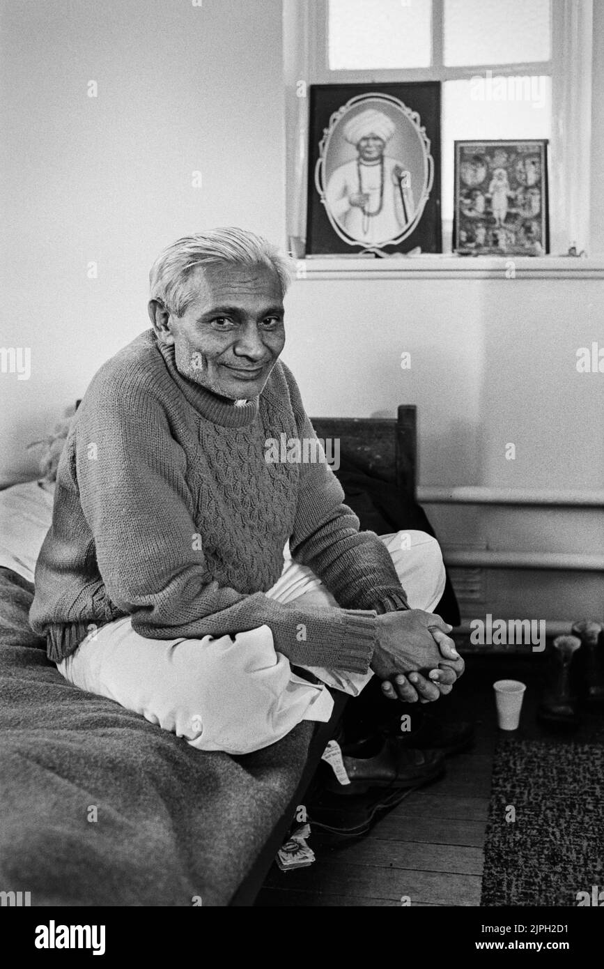 Ugandan Asian refugees at Stradishall Camp Suffolk old man in his room ...