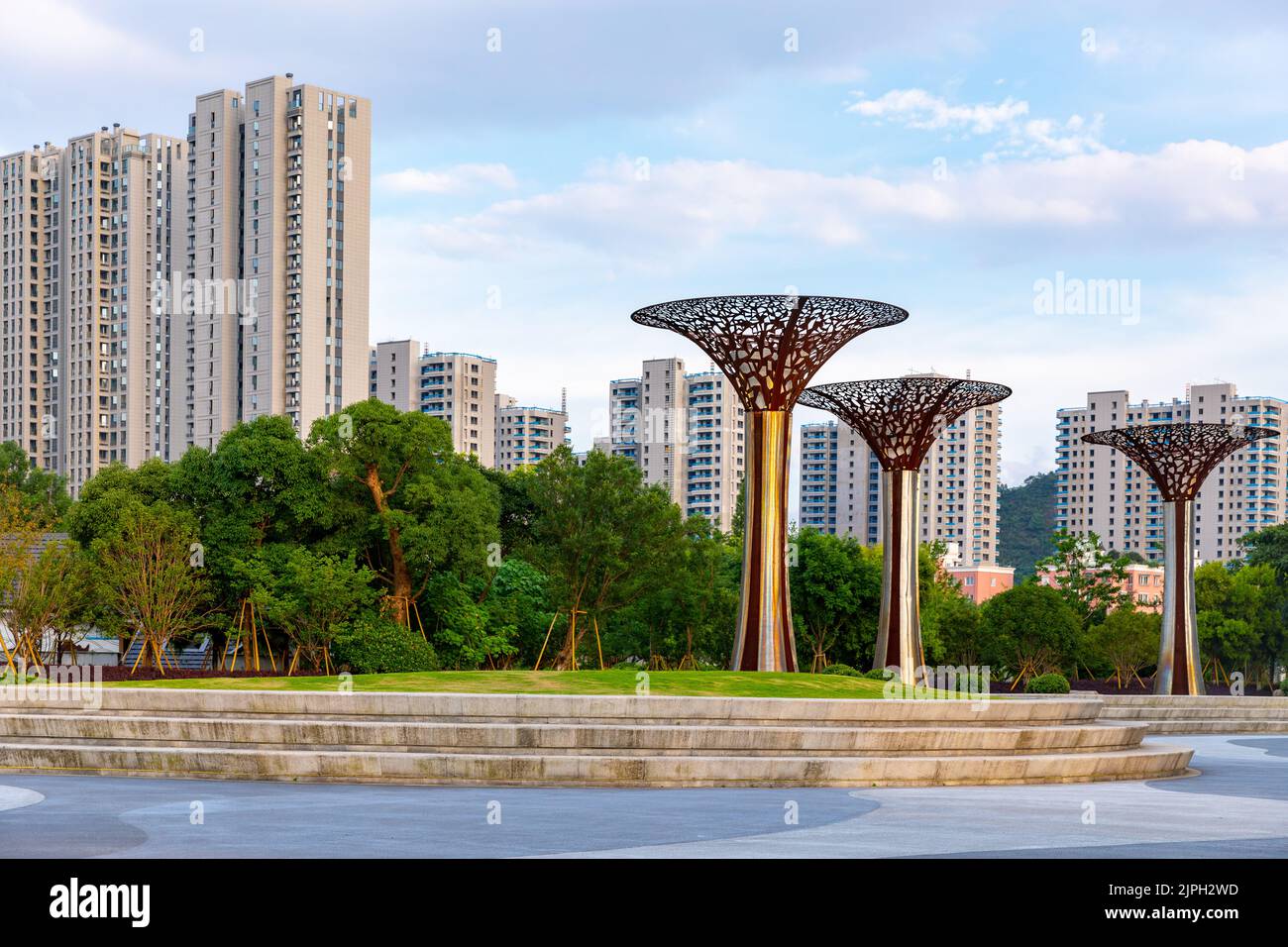 Modern sculptures in public park, Wenzhou, China Stock Photo - Alamy