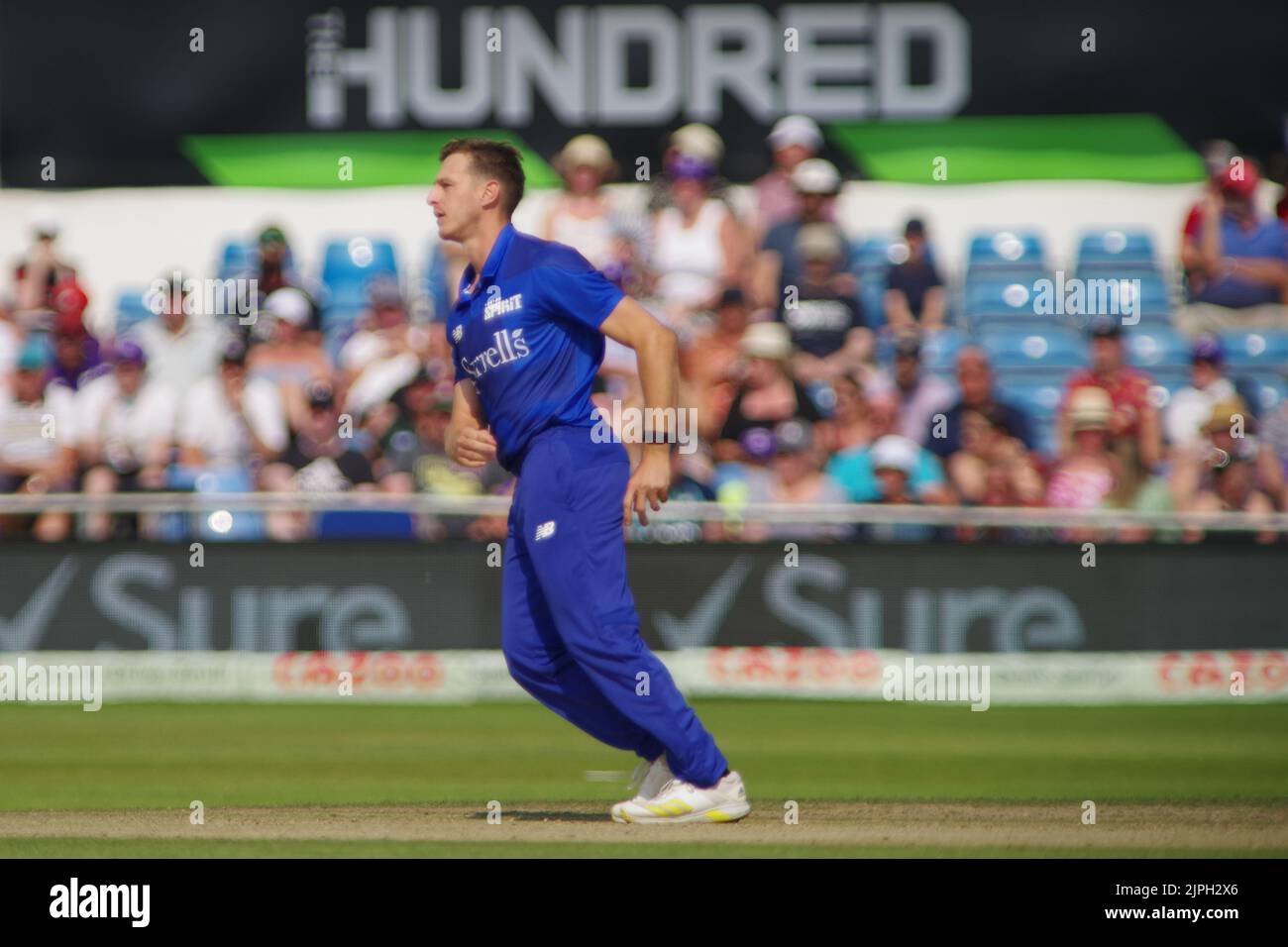 Leeds, England, 14 August 2022. Brad Wheal playing for London Spirit ...