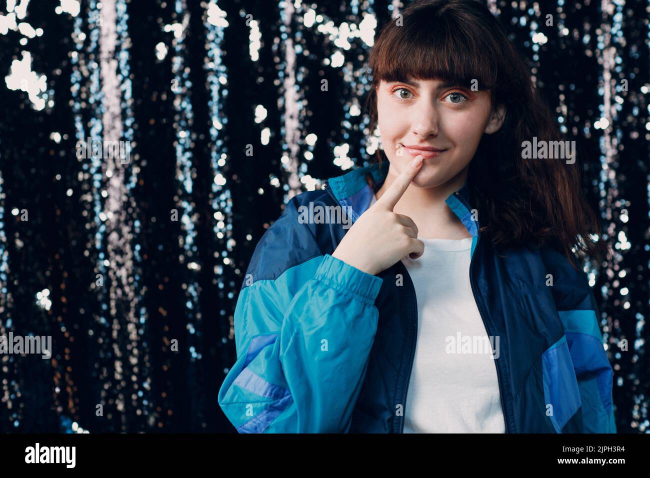 Young Sporty Woman 80 And 90s Style Touch Lips 90s Fashion Positive