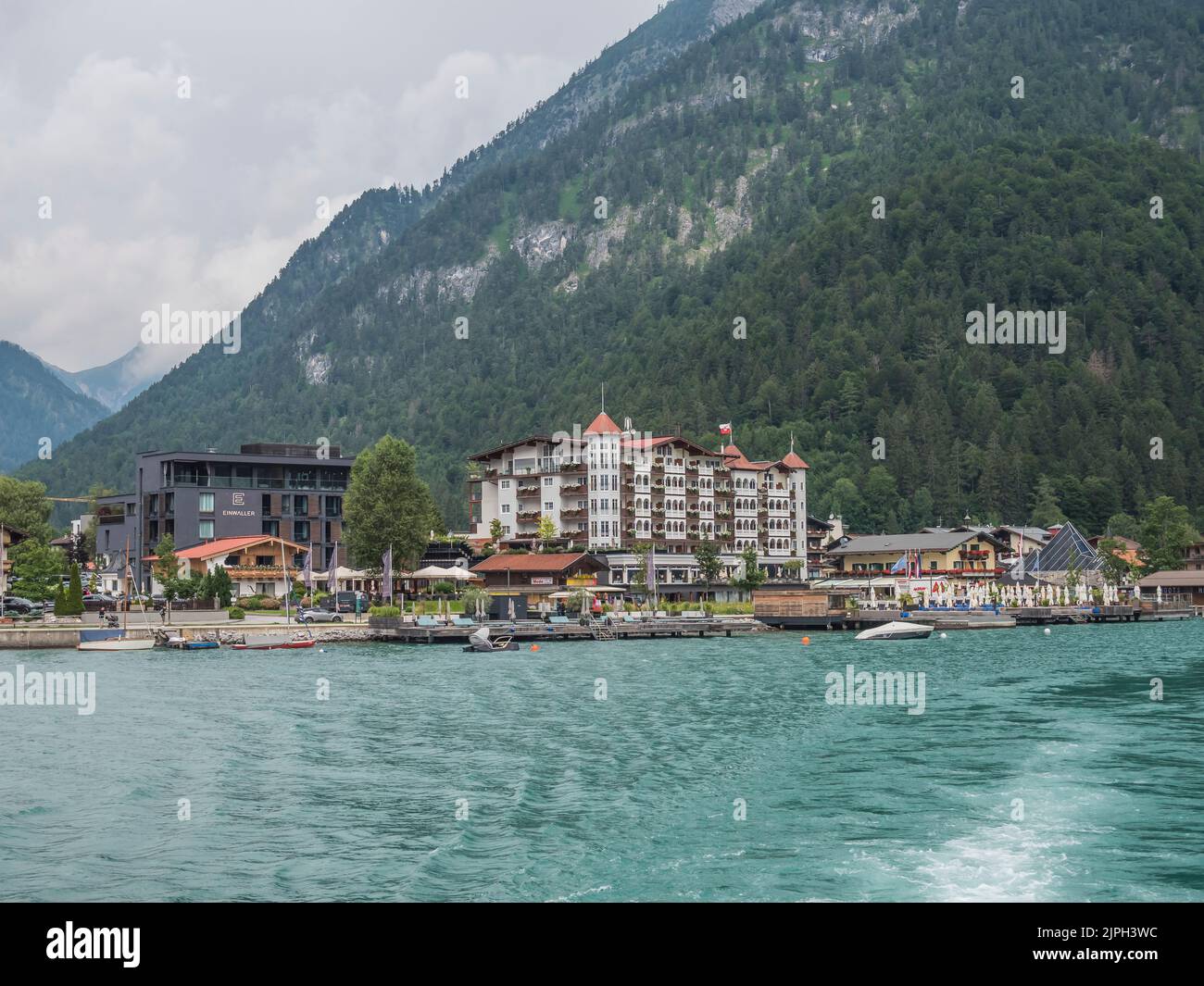 Picturesque lake Achensee in the Karwendel mountains of the Austrian ...