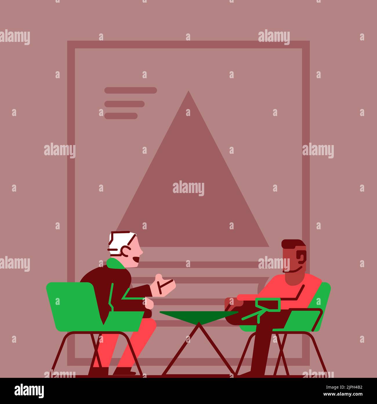 Illustration Of Businessmen Sitting On Chairs Talking About New Amazing ...