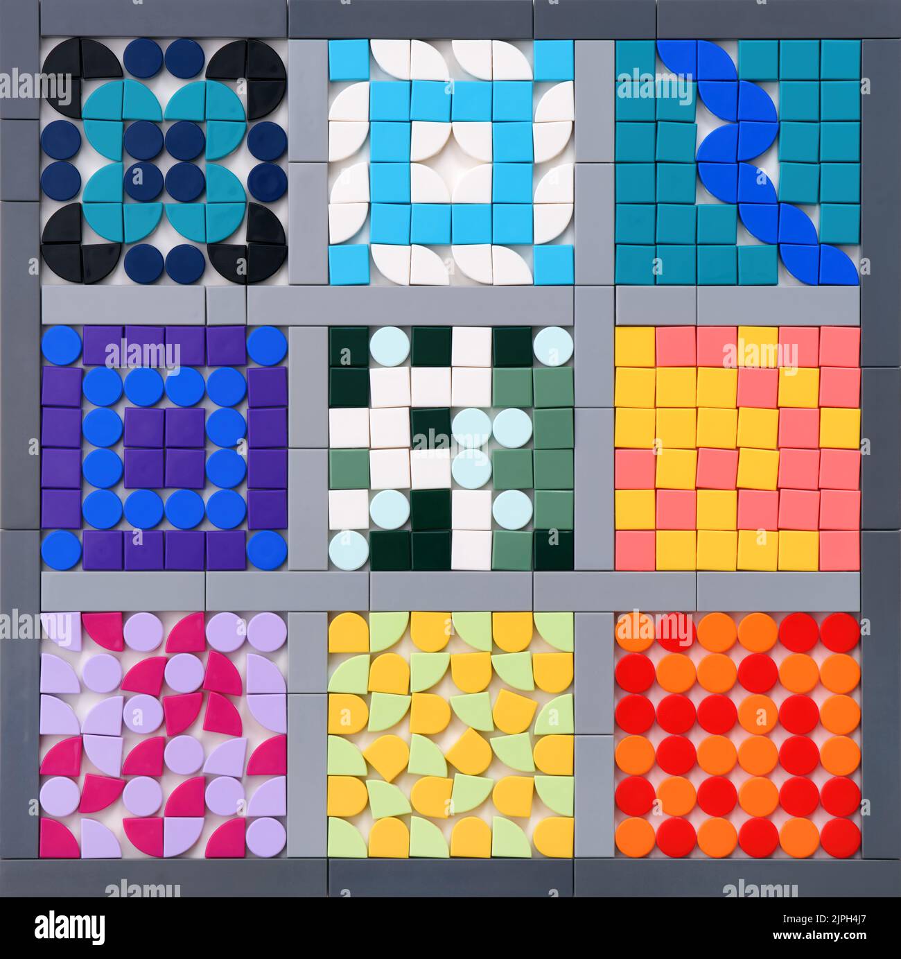 Nine different coloured patterns background Stock Photo - Alamy