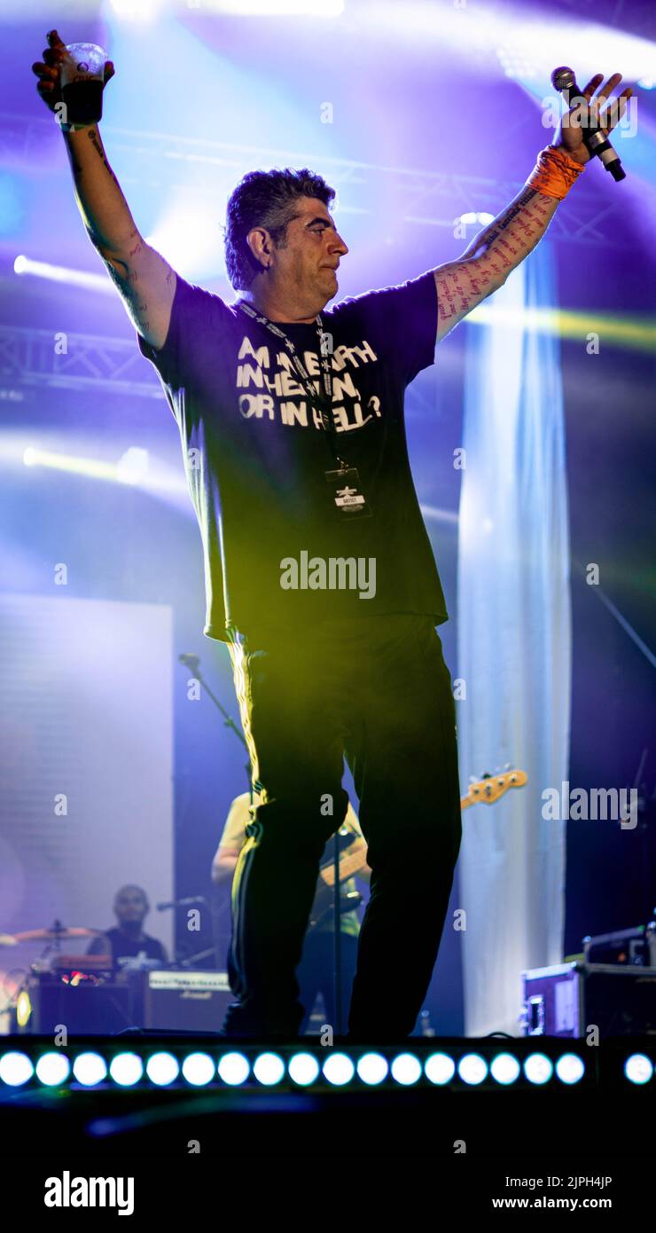 A vertical shot of the lead singer of musical band White Mahala at ...