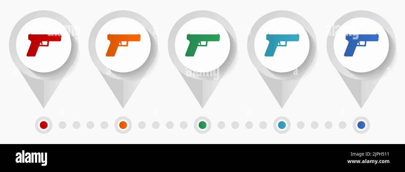 Pistol, gun, weapon concept vector icons, infographic template easy to ...