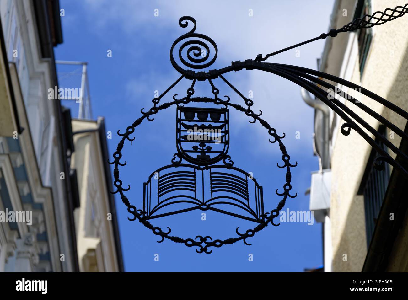 public library, hauszeichen, traungasse, public libraries Stock Photo ...