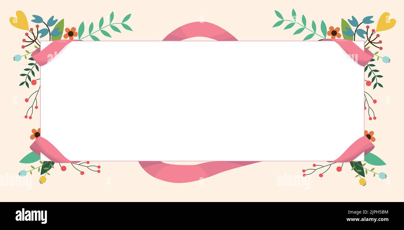 Frame With Leaves And Flowers Around And Important Announcements Inside ...