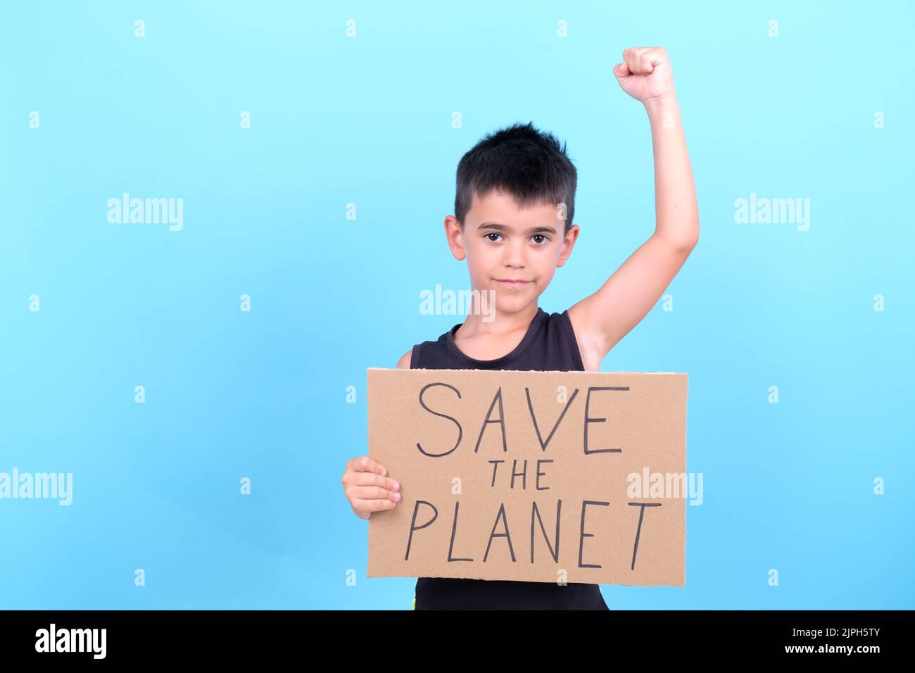 child protests with poster to save the planet. children against ...