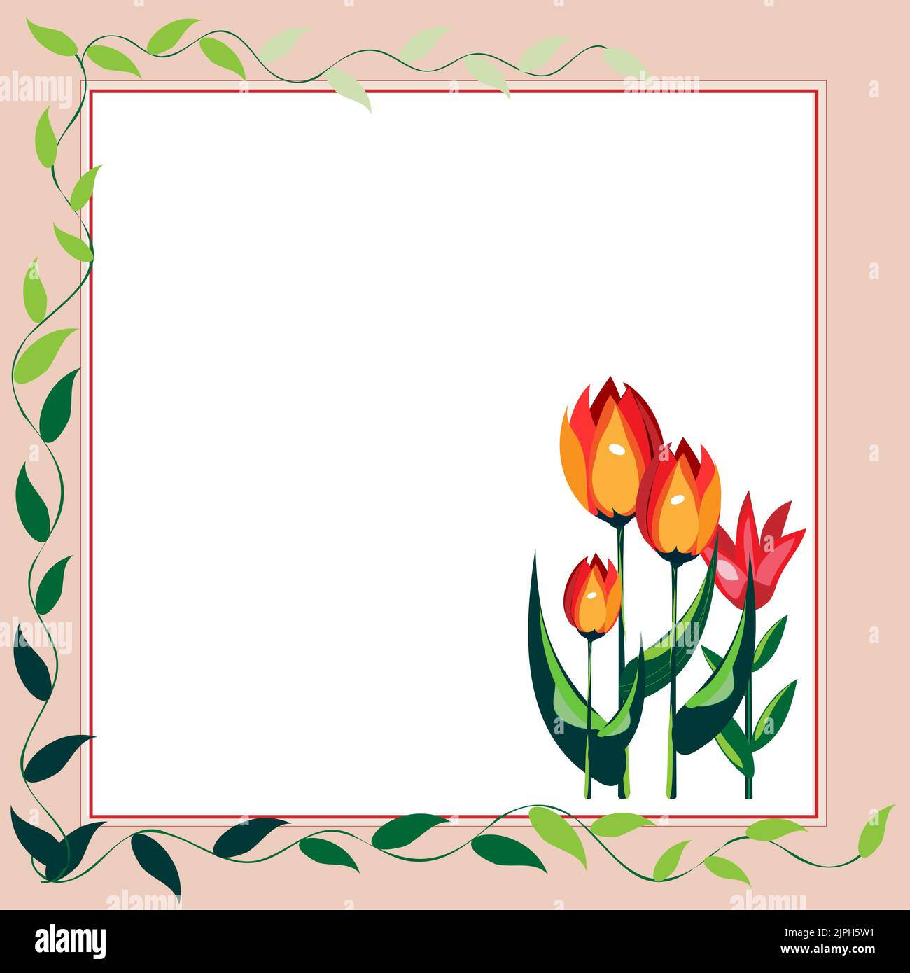 Frame With Leaves And Flowers Around And Important Announcements Inside ...