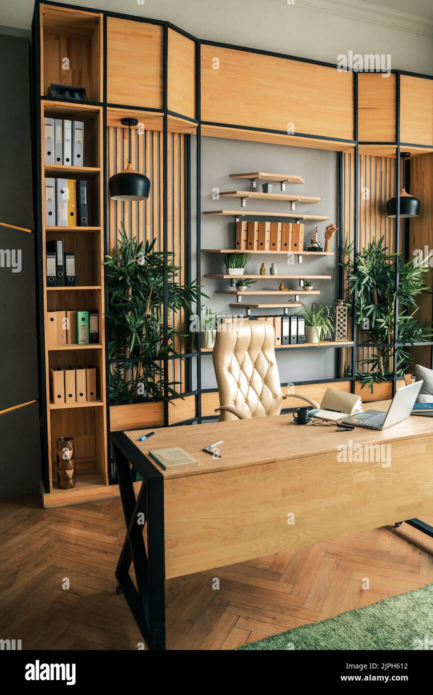 Modern office of general manager, businessman, ceo. Stylish wooden ...