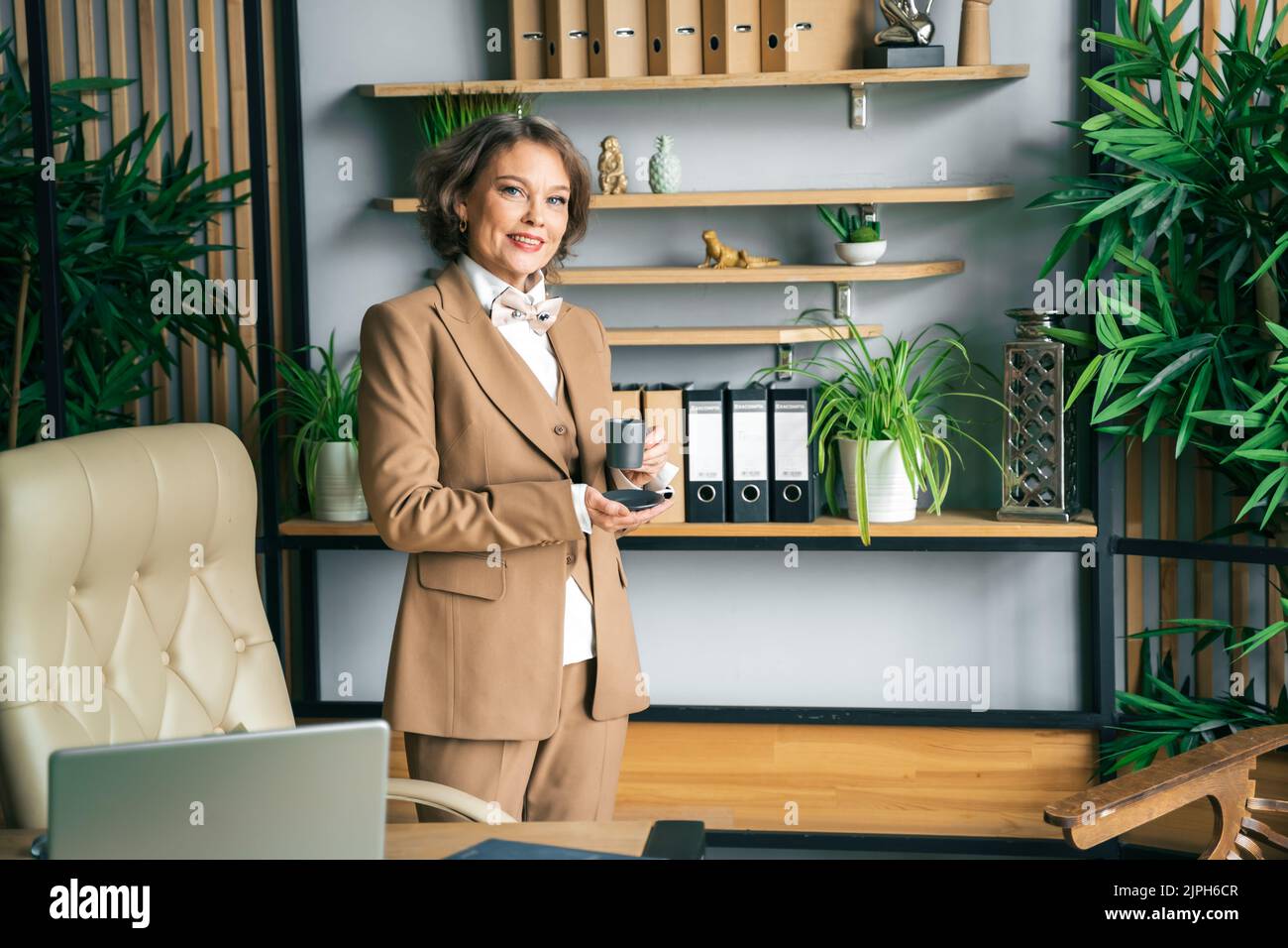 Confident stylish mature middle aged elderly woman in office. General ...