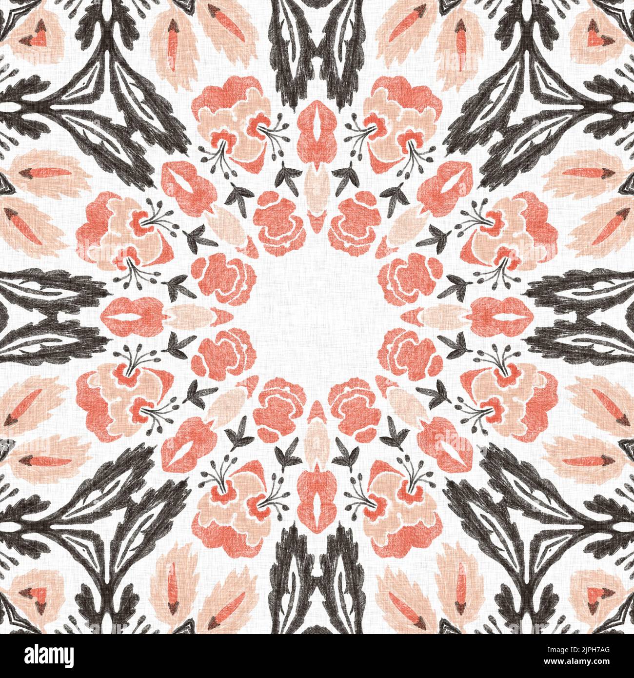Modern boho geometric floral quilt style seamless pattern. Shabby chic ...