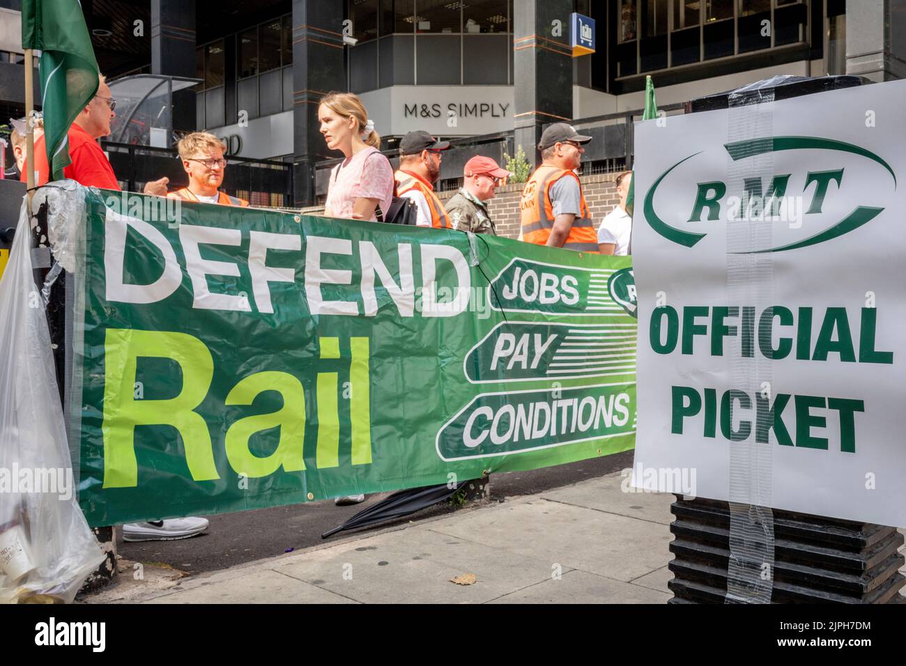 An RMT and TSSA picket line at Euston Station during another day of ...