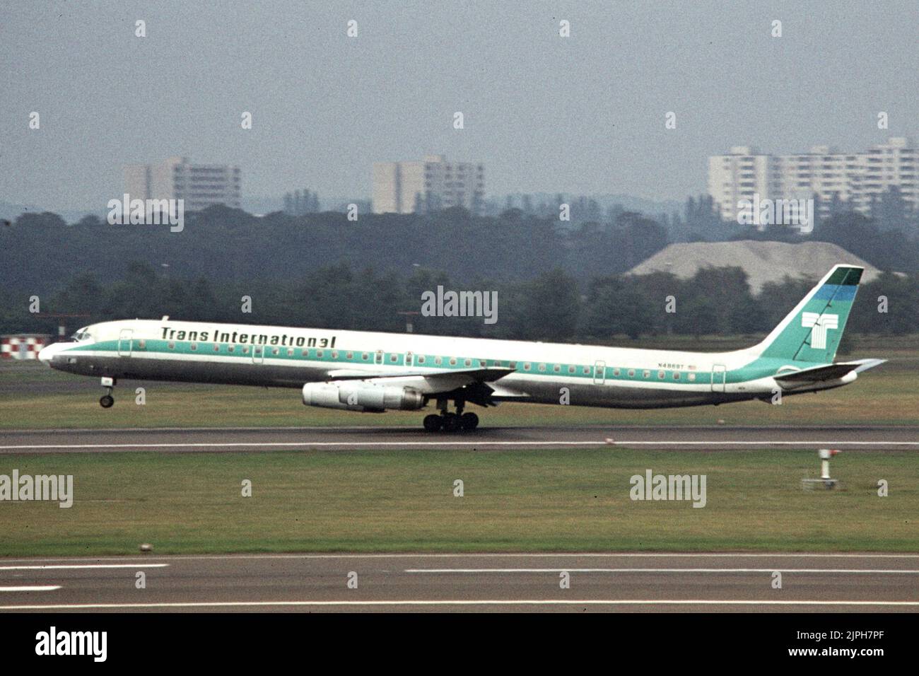 A Douglas DC-8 of Trans International taking off at Tegel airport in ...