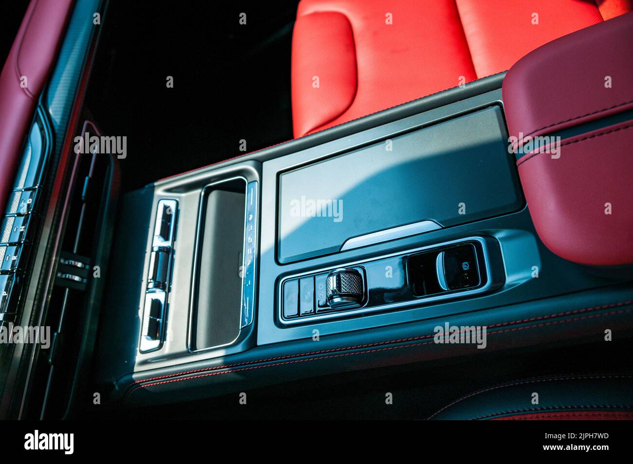 The centre console in the Lincoln Zephyr sedan car seen on a test drive ...