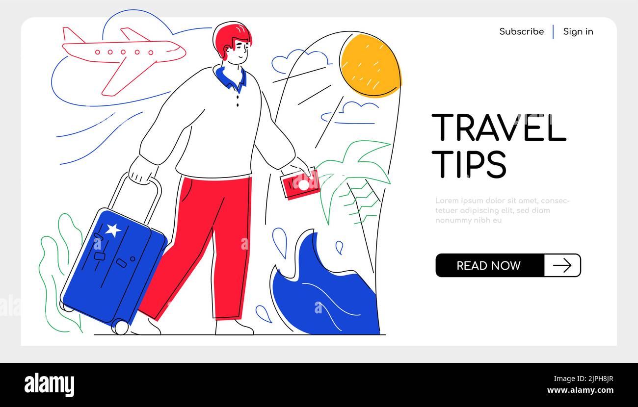 Travel tips for a good holidays - flat design style web banner Stock ...
