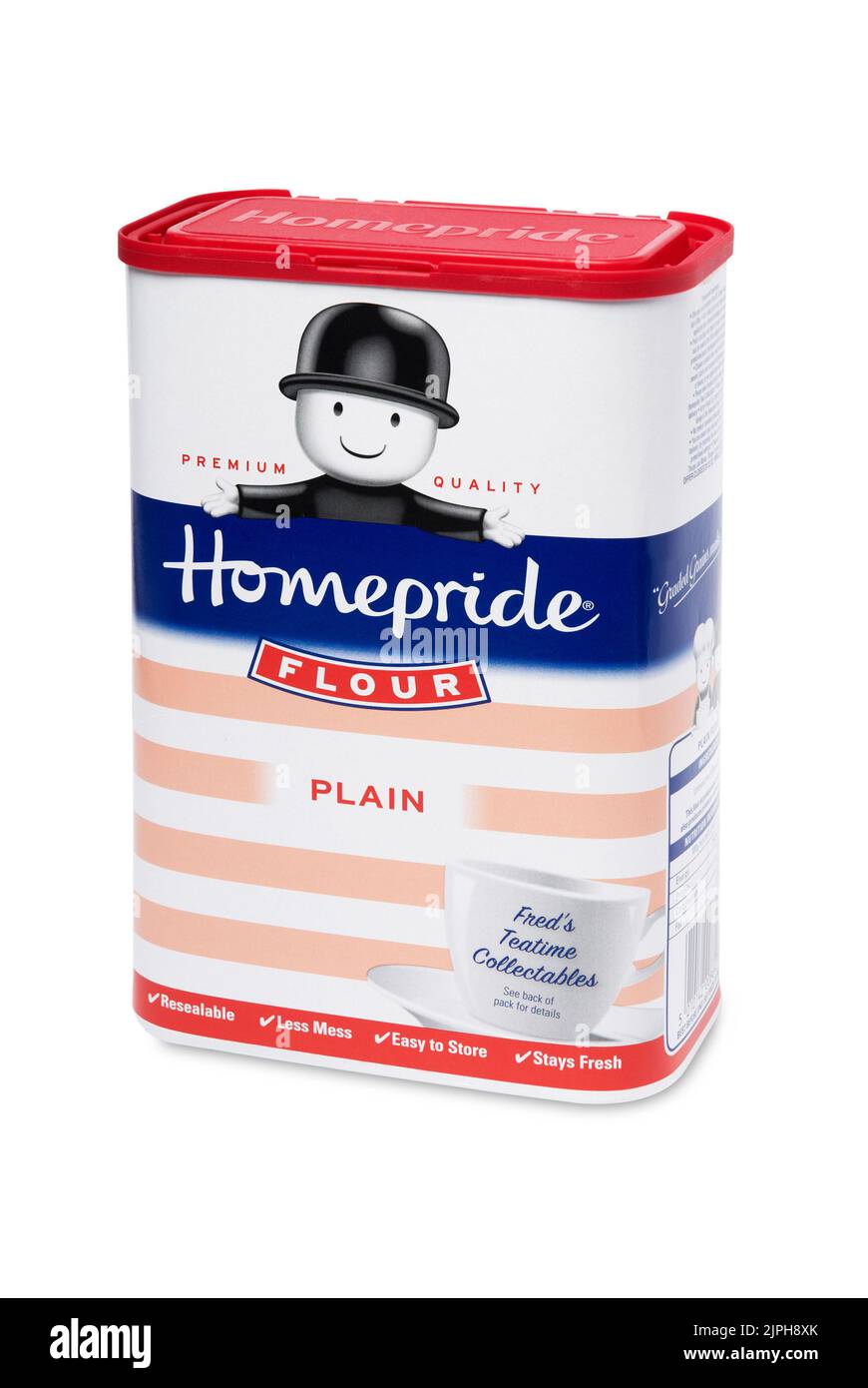 Studio shot of resealable box of Homepride plain flour, cut out on ...