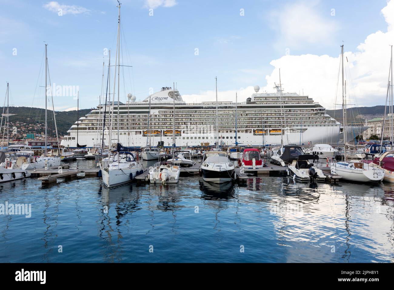 Regent cruise line ship the Seven Seas Explore in harbour in Trieste in ...