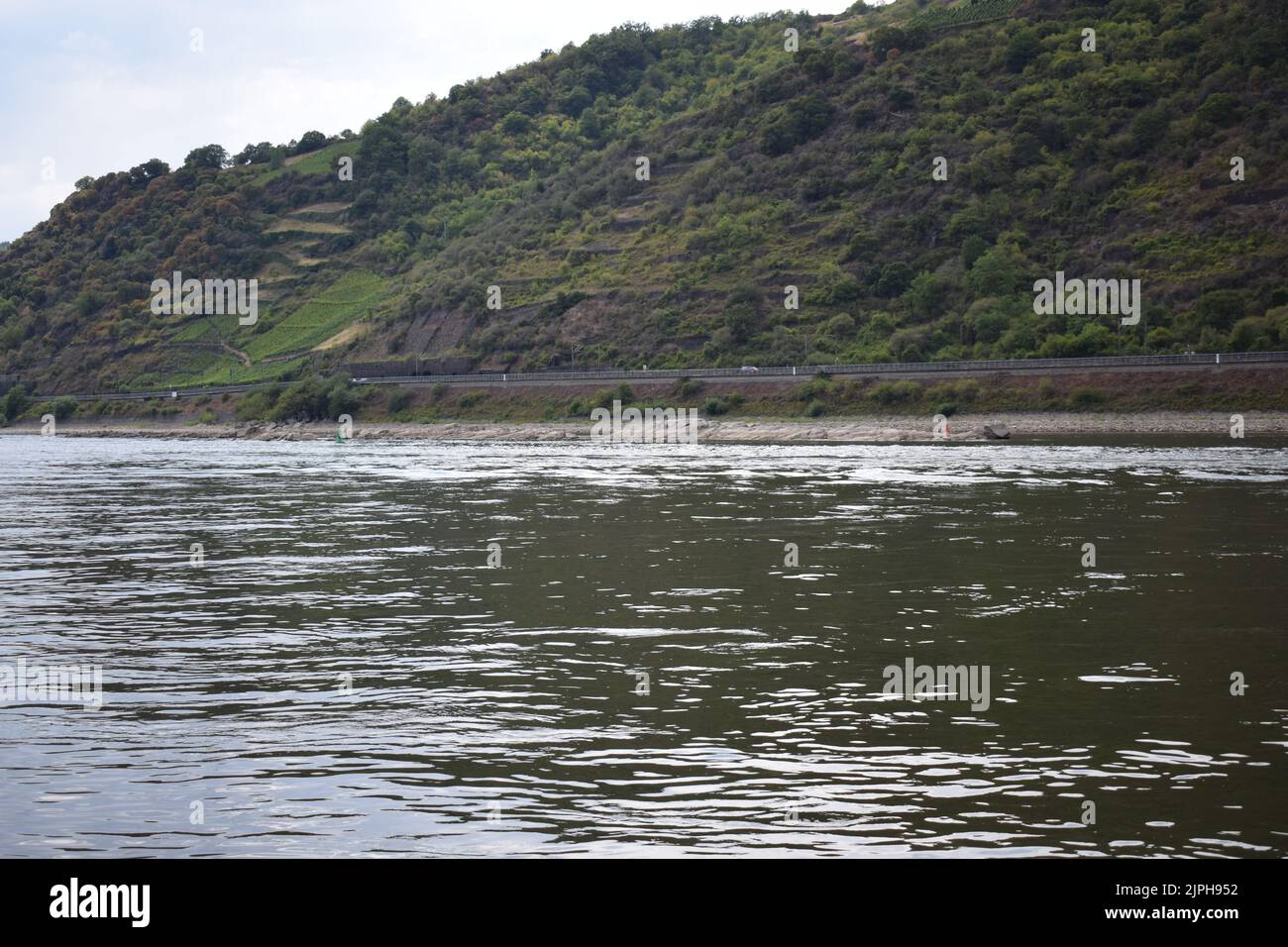 The reefs in the Rhine south of Loreley, in drought dangerous rocks ...
