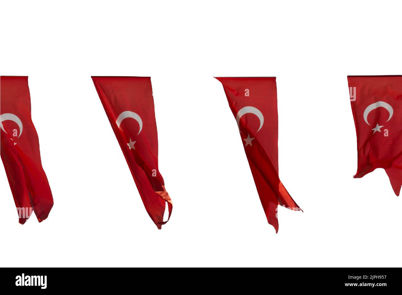 Turkish flags isolated on white backround featuring star and crescent ...