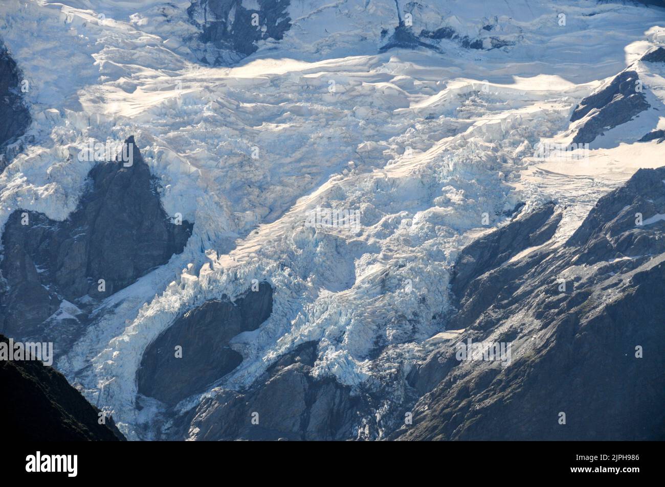 A glacier above Mt.Cook Village In the snow-capped Aoraki/ Mt Cook area ...