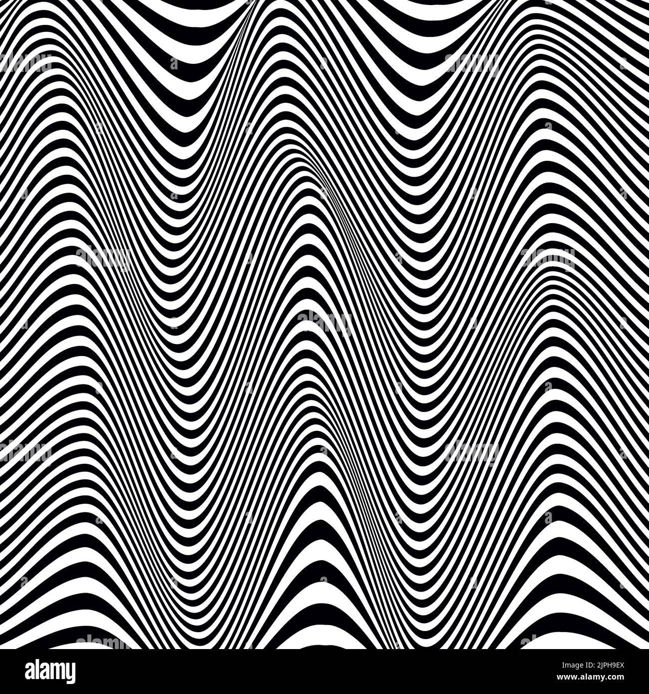 Illusion lines of movement Curve lines of abstract whith waves black ...