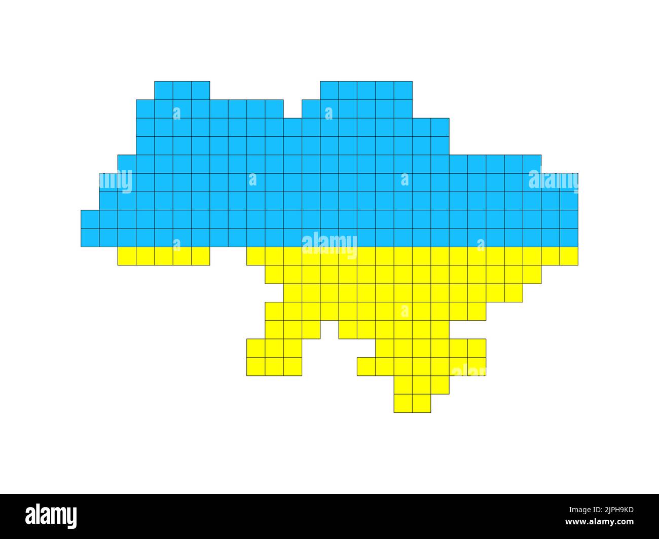 Pixel outline of Ukraine. Geographic boundaries of the country. eps 10 ...