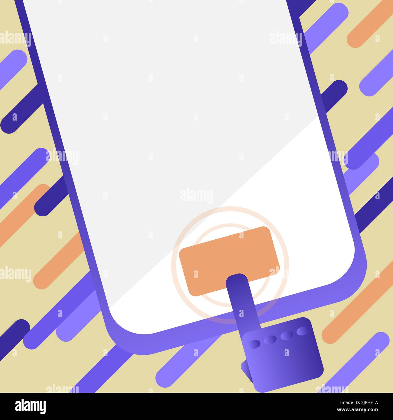 Drawed Finger Pointing On Main Button Of Phone. Phone Clear Screen ...