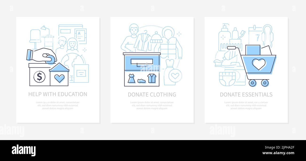 Education help and donations - line design style banners set Stock ...