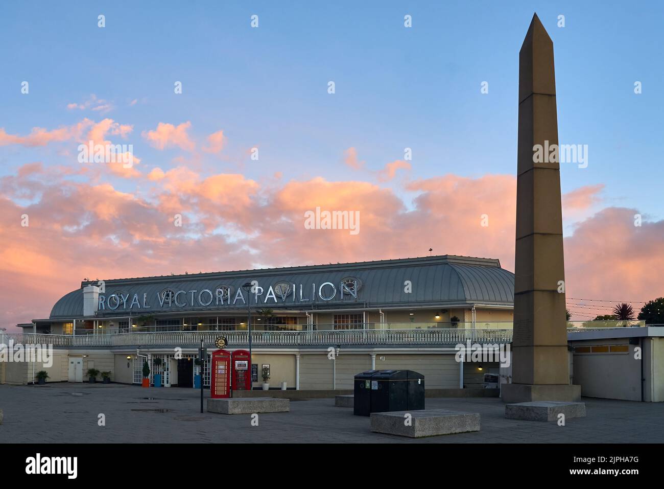 The Royal Victoria Pavilion and The Obelisk in Ramsgate at the sunset ...