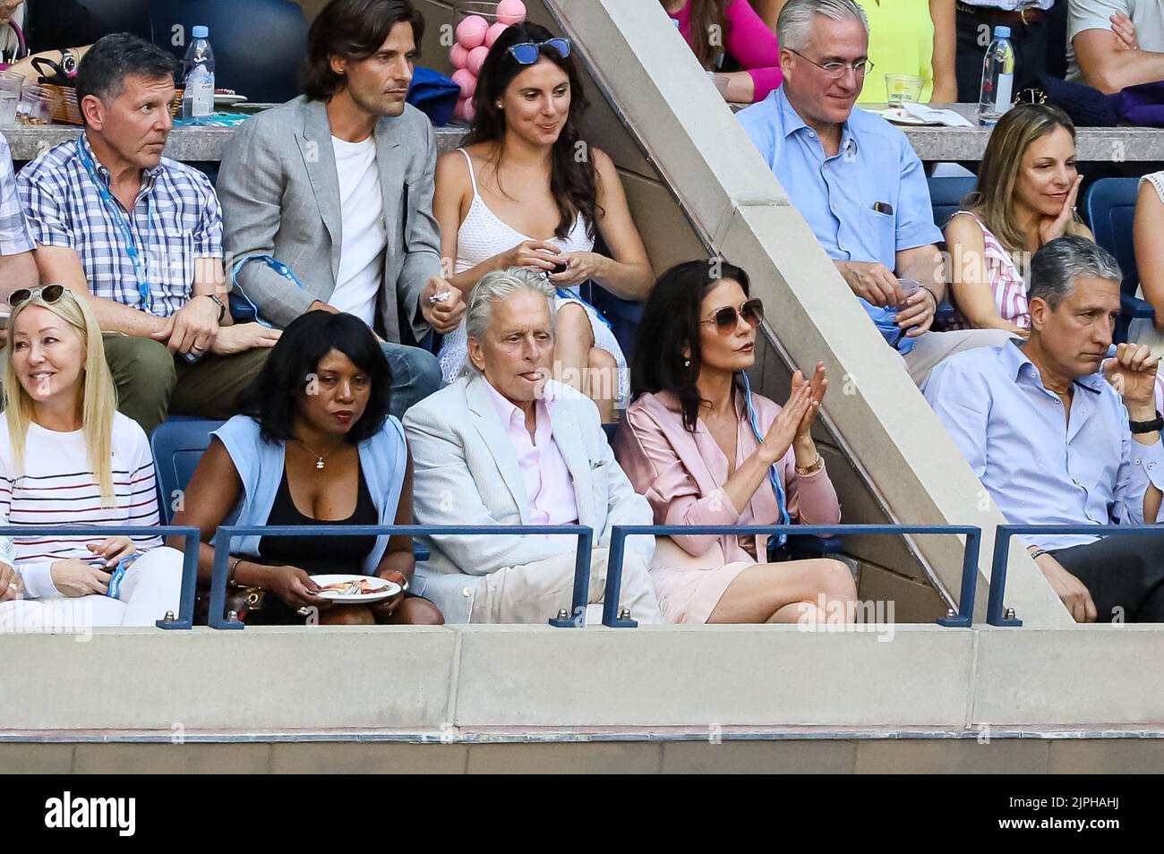 Michael Douglas and Catherine Zeta-Jones watch the final between Rafael ...