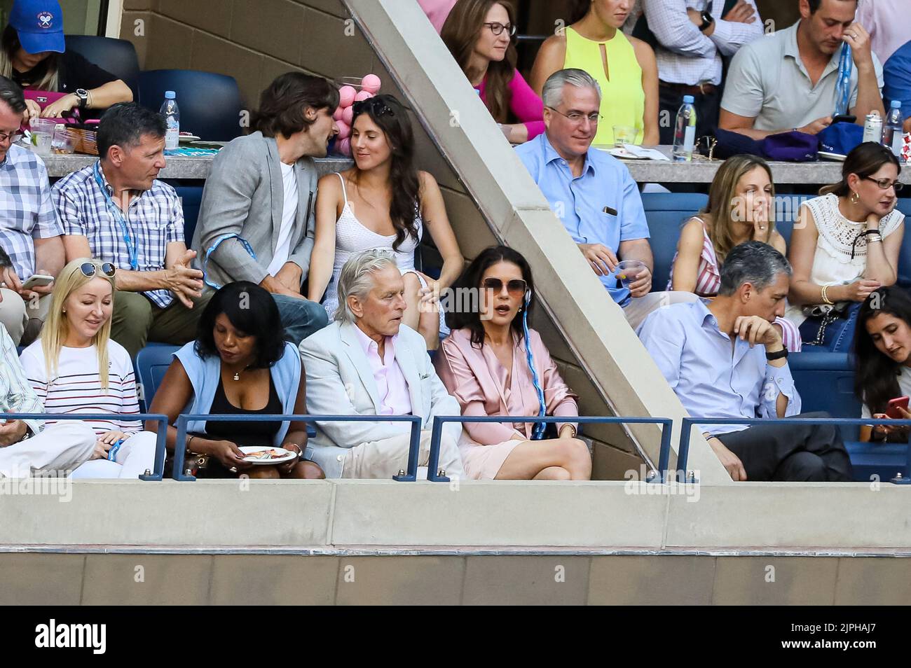 Michael Douglas and Catherine Zeta-Jones watch the final between Rafael ...