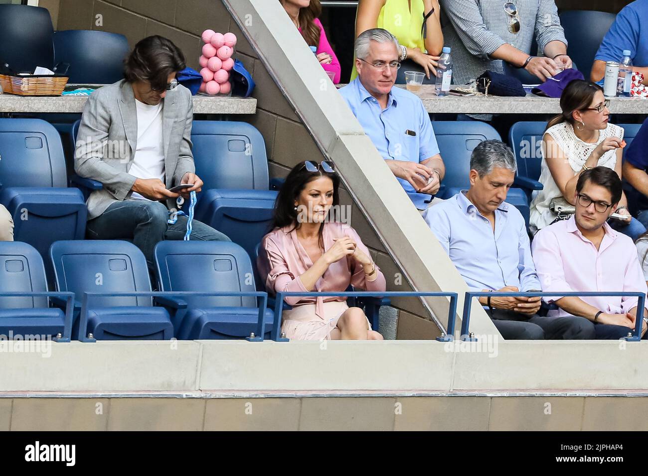 Catherine Zeta-Jones watches the final between Rafael Nadal of Spain ...