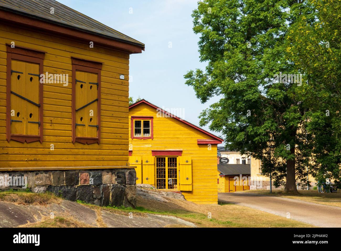 Suomenlinna Traditional wooden painted buildings Stock Photo - Alamy