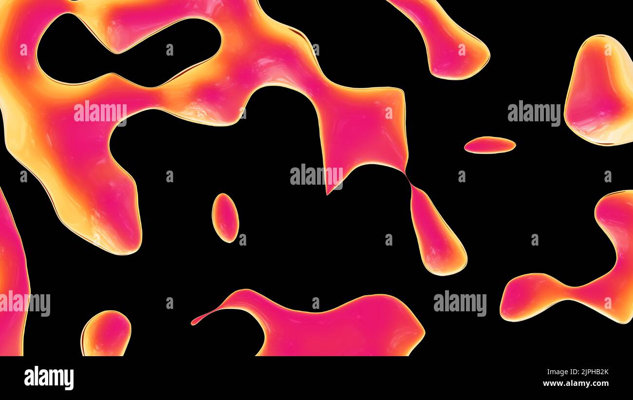 Fluid metallic drops y2k reddish background. Dynamic iridescent ...