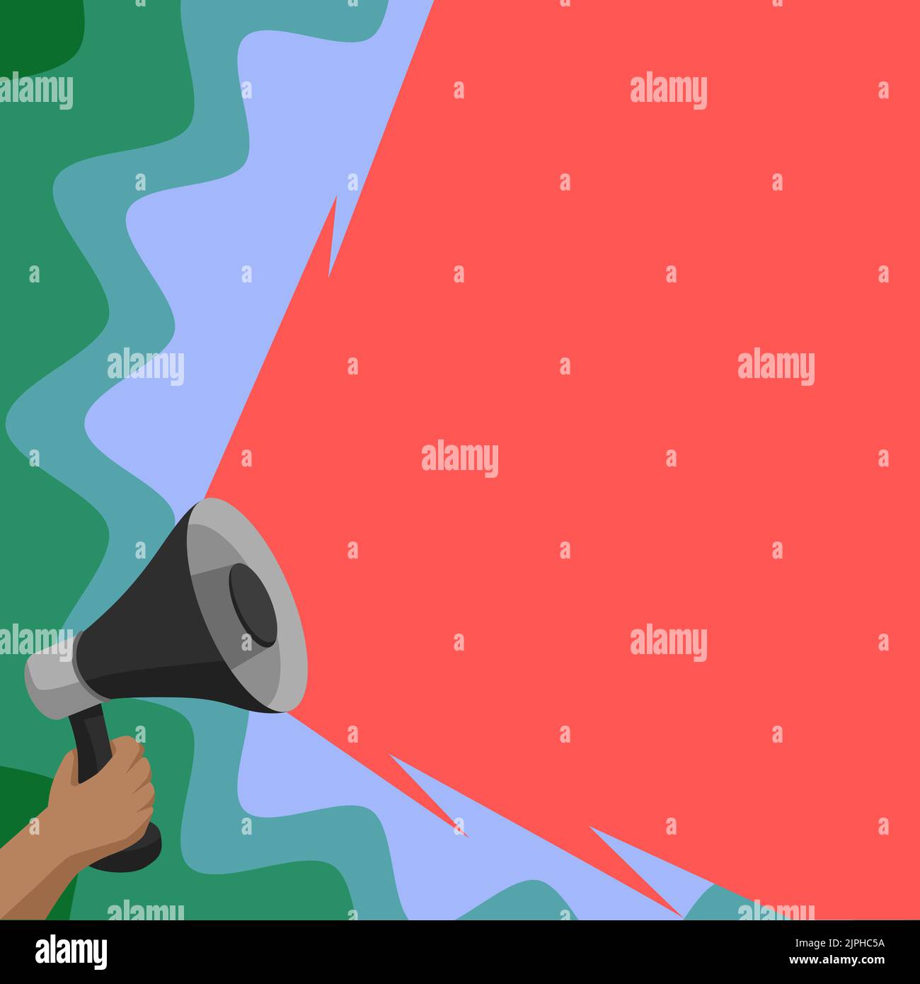 Man Holding Megaphone And Presenting Important Messages. Boy Having ...