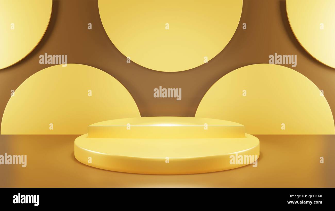 3d platform studio minimal scene with gold platform. studio background ...