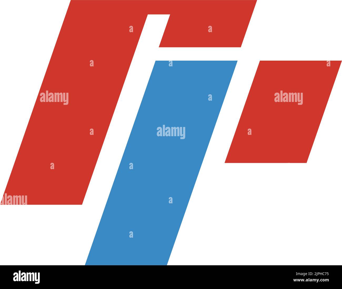 A vector of logo design with red and blue rectangle shape in white ...