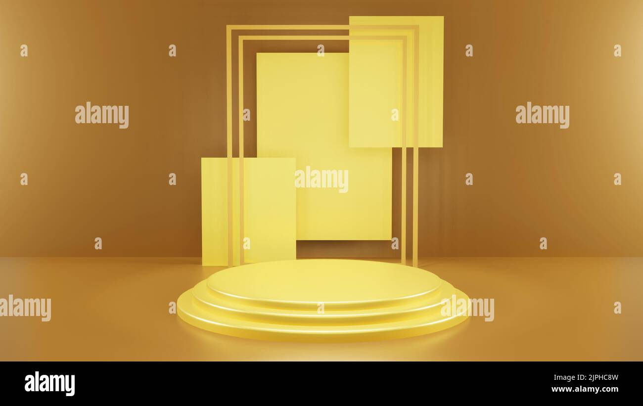 3d platform studio minimal scene with gold platform. studio background ...