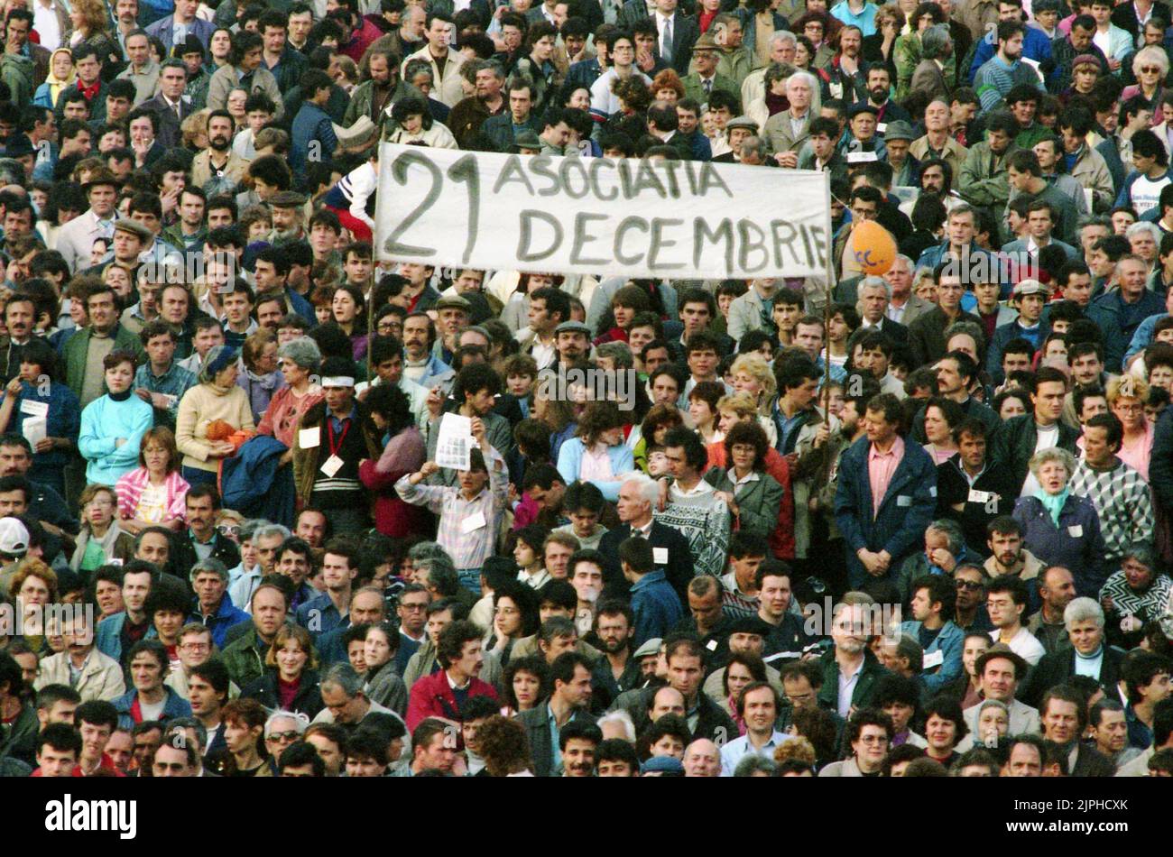 Bucharest, Romania, April 1990. "Golaniada", a major anti-communism ...