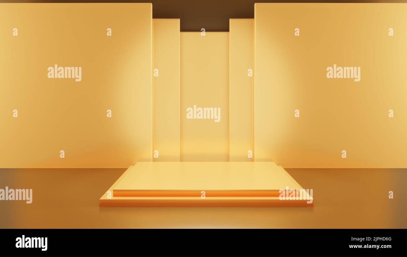 3d platform studio minimal scene with gold platform. studio background ...