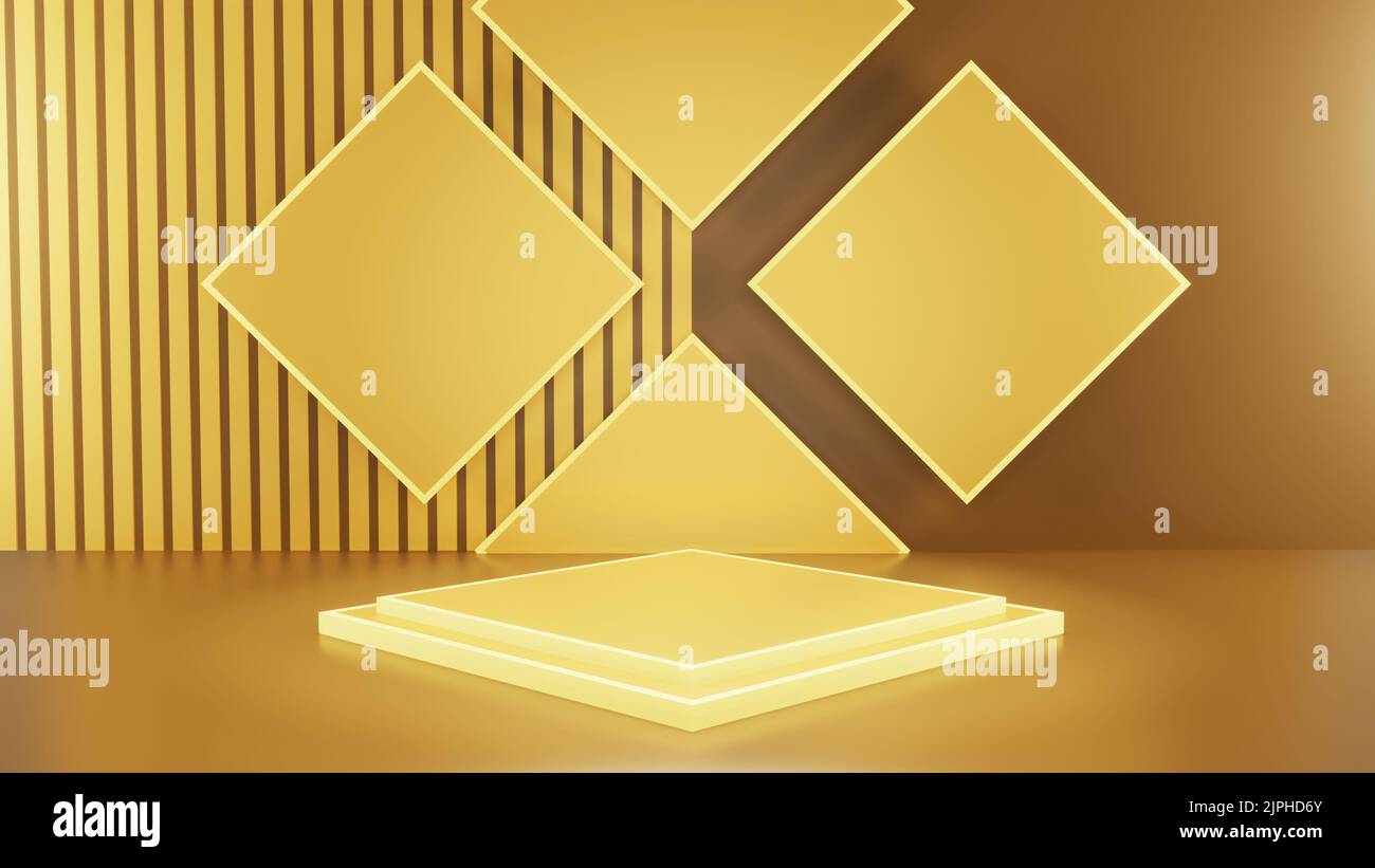 3d platform studio minimal scene with gold platform. studio background ...