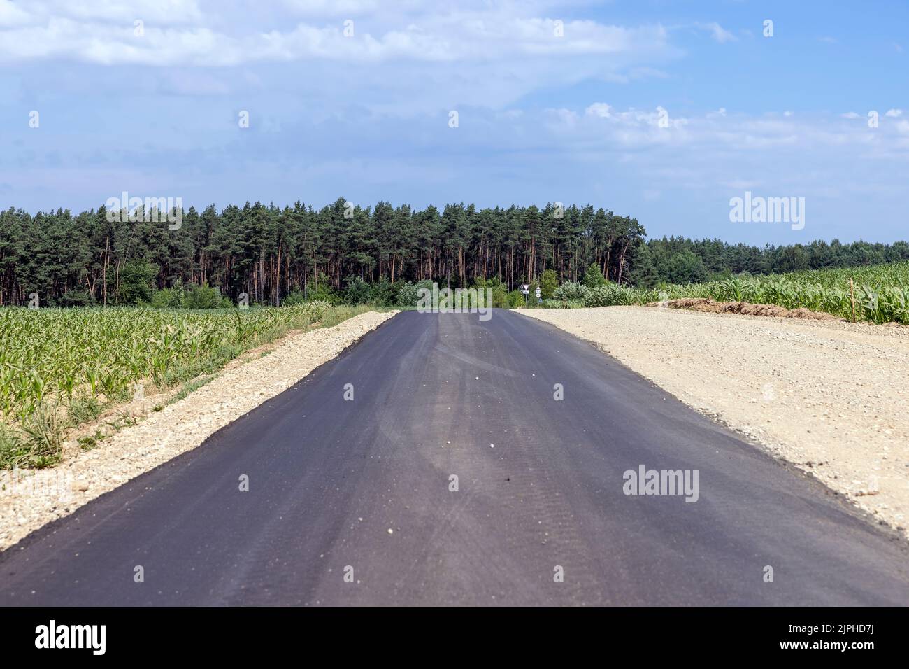 paved road for car traffic, construction of a new paved road for ...
