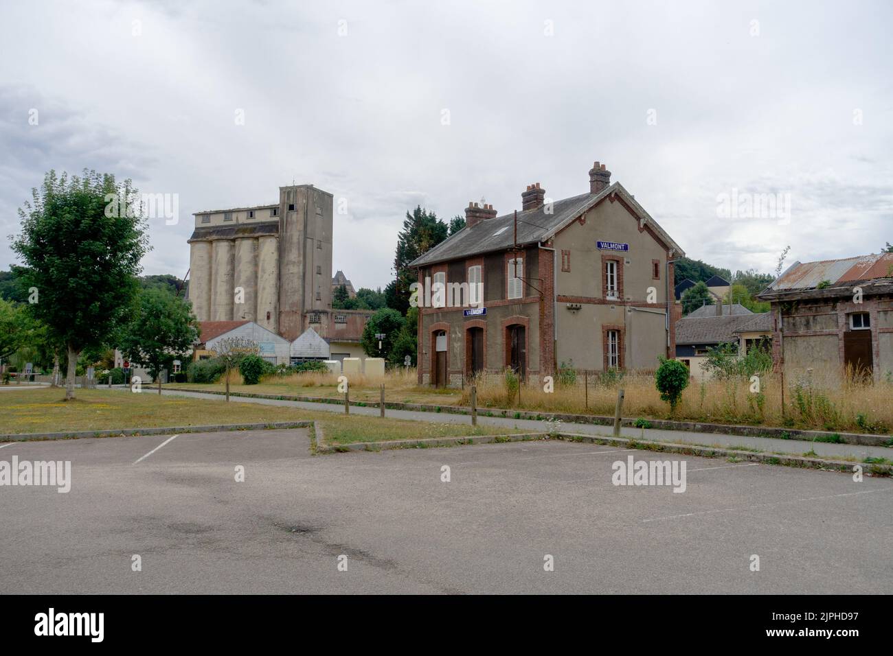 Image of several abandoned buildings in a small central European town ...